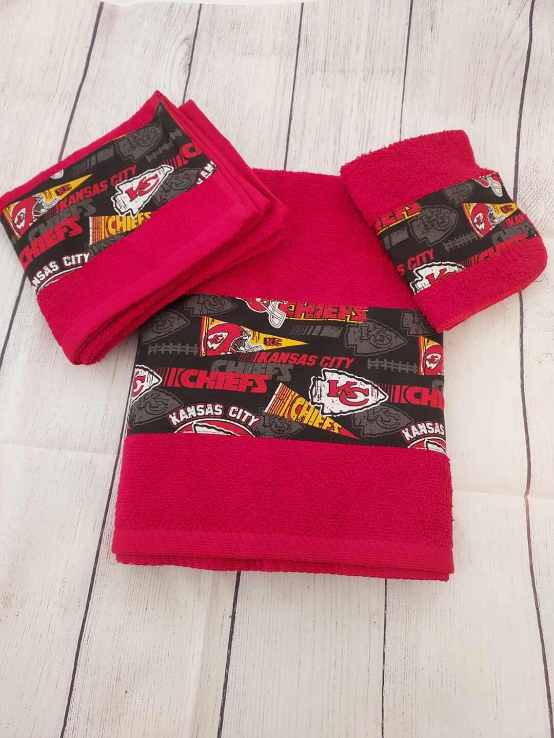 Kansas City Chiefs Towel Set - Red - Football - Bathroom 3 Piece Towel ...