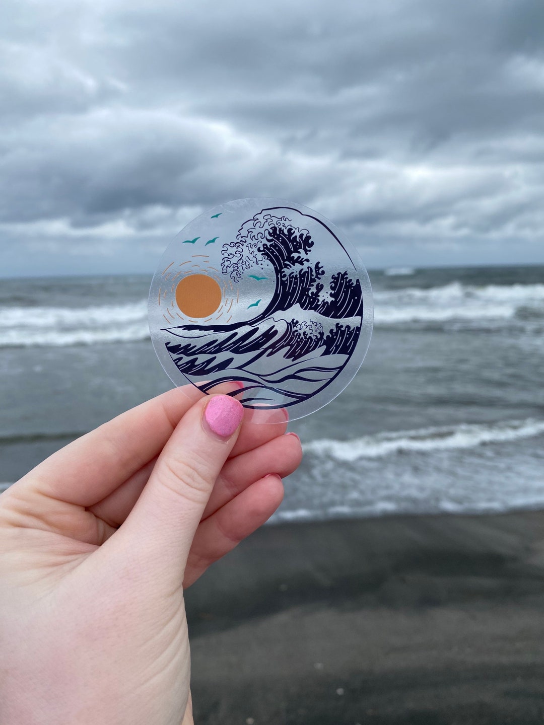 Ocean Wave Sticker - Sunrise Wave Sticker - Clear Sticker - Kanagawa ...