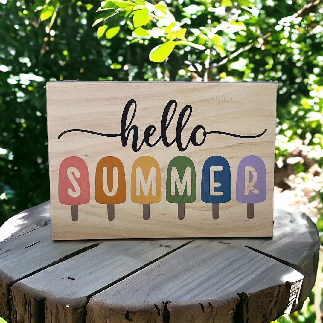 Popsicle Decor hello Summer Tiered Tray Decor Summer Decor Wooden Decor ...