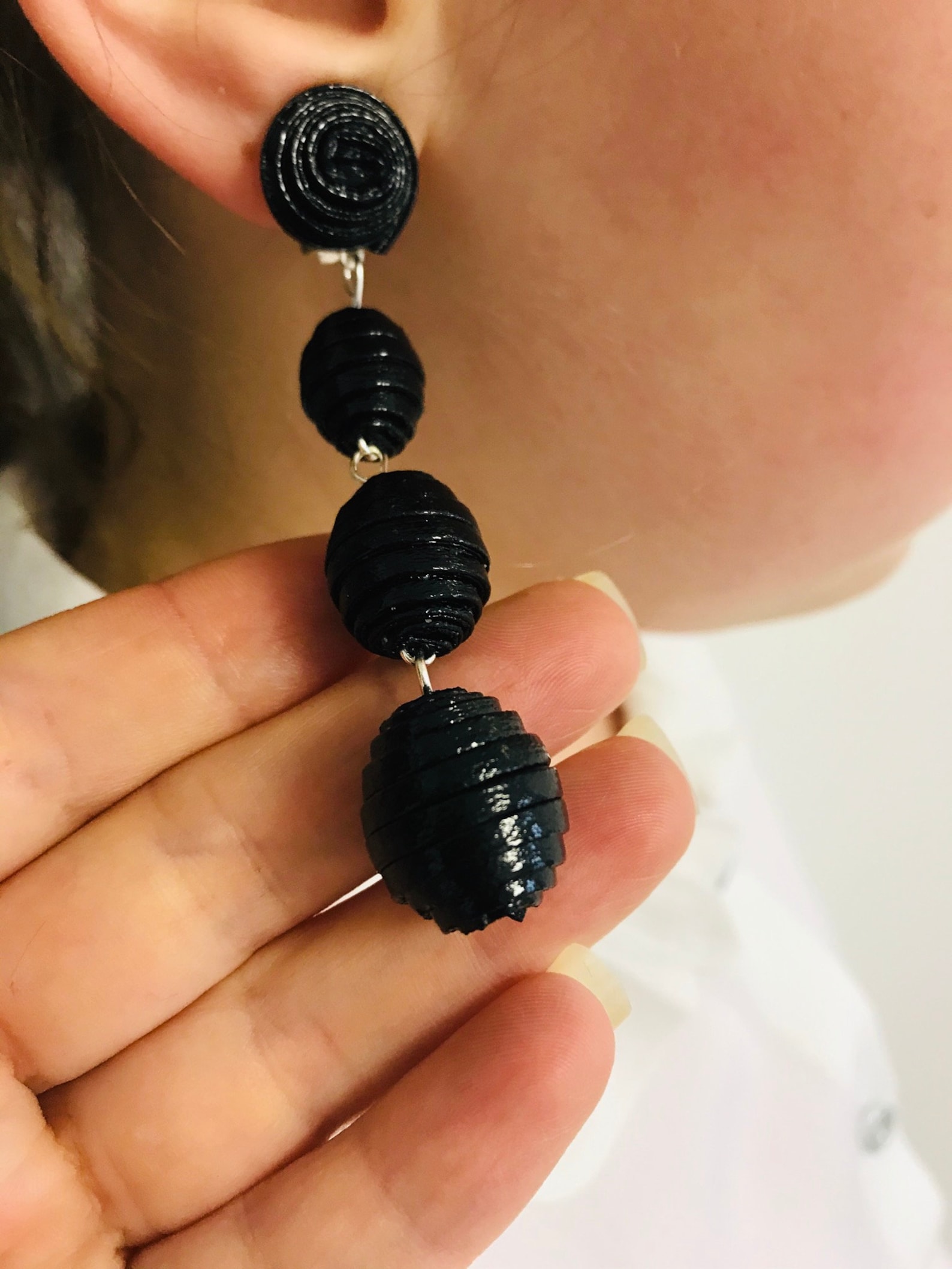 Black Red Faux Leather Bon Bon Earrings Layered Leather - Etsy