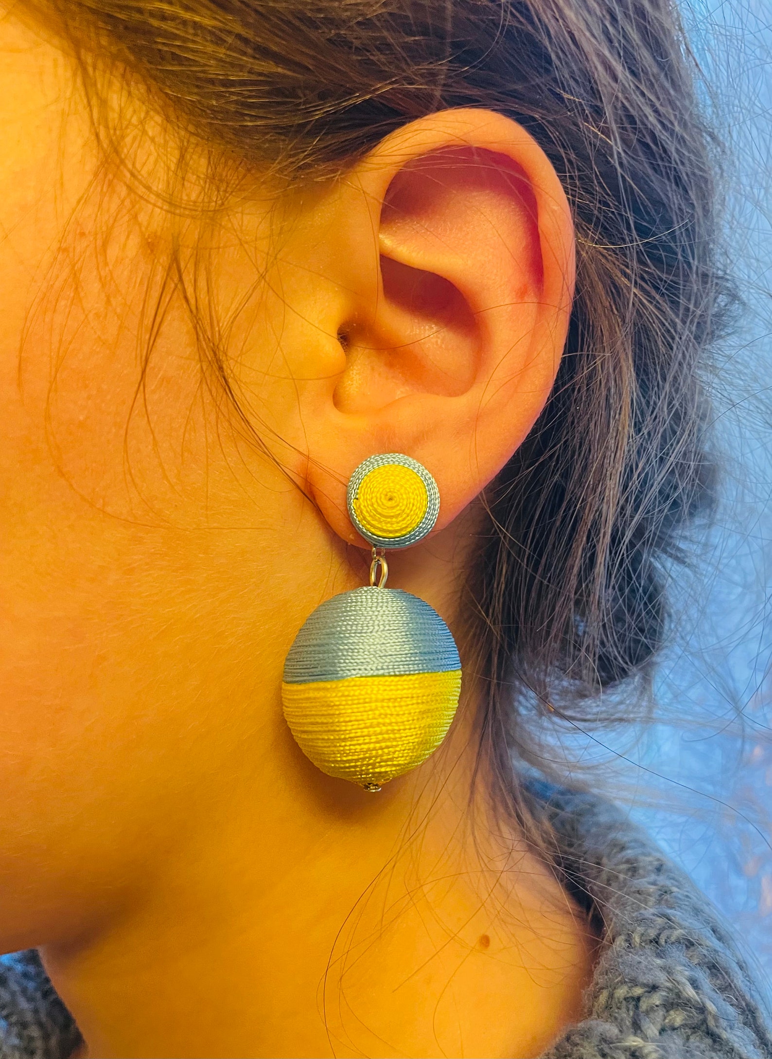 Blue and Yellow Ukraine Flag Earrings, Hoop Earrings, Ball Earrings ...