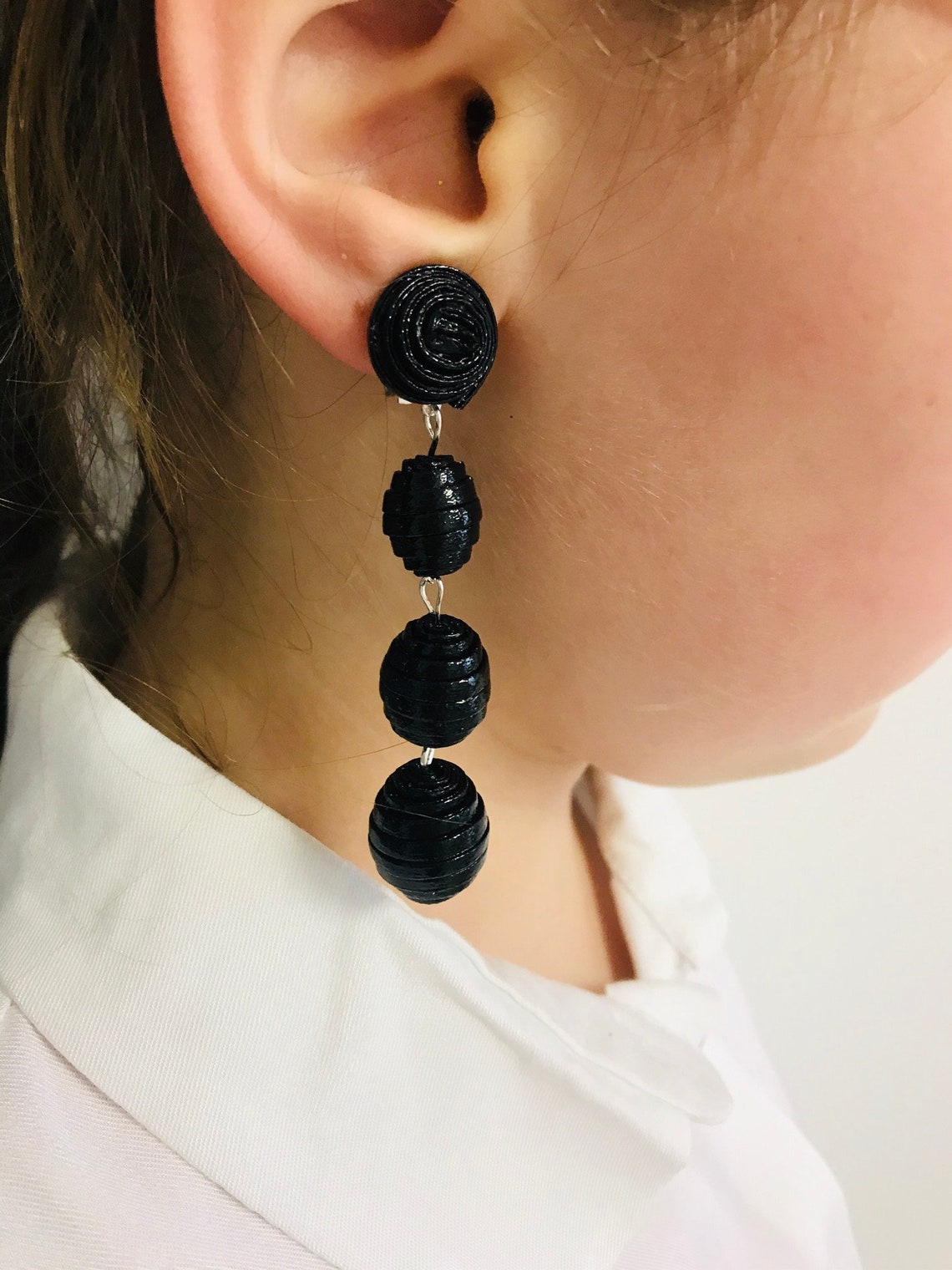 Black Red Faux Leather Bon Bon Earrings Layered Leather - Etsy