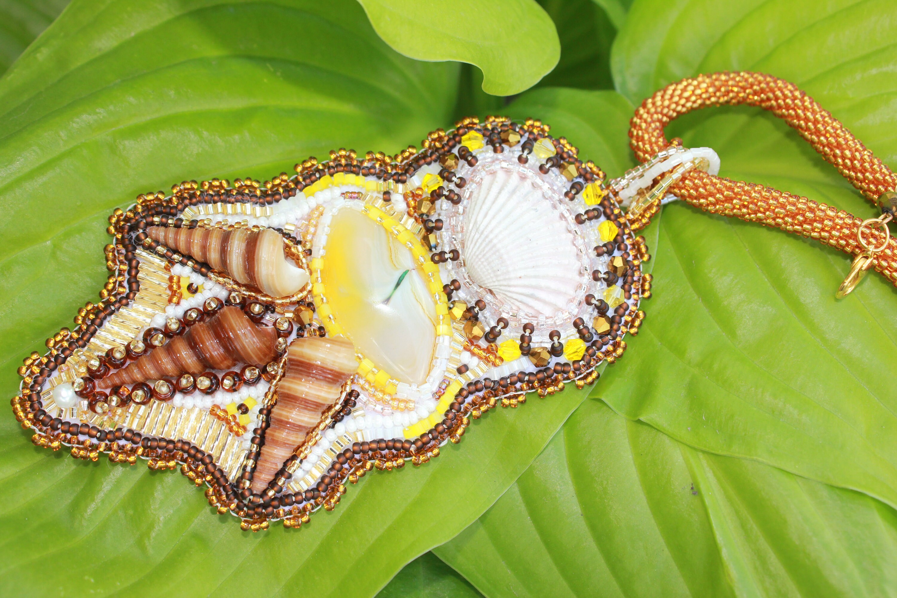 Big Shell Necklace Embroidered Unique Artistic Necklace - Etsy