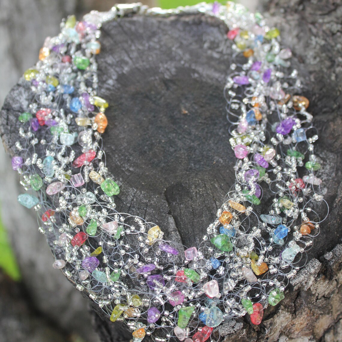 Rainbow Assorted Crystals Necklace for Women Bridal Bohemian - Etsy