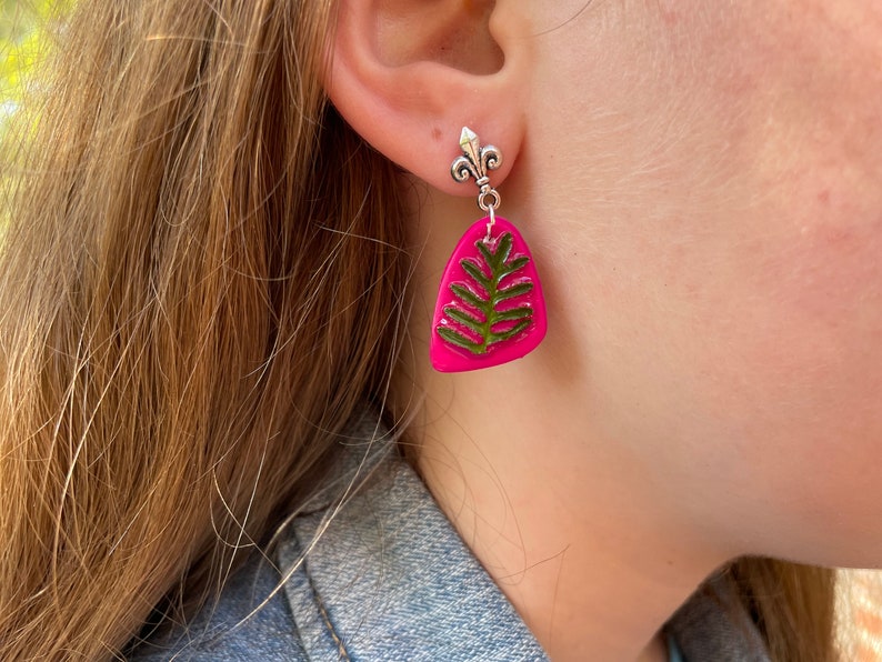 Minimalist Earrings Real Flower Earrings Fern Earrings Leaf - Etsy