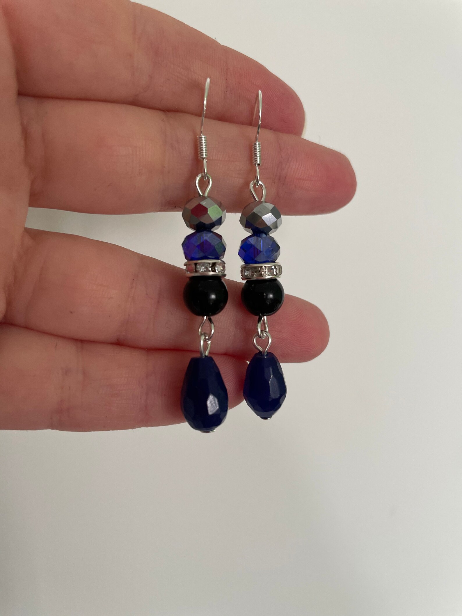 Navy Blue Earrings Drop Crystal Jewelry Blue Agate Earrings - Etsy