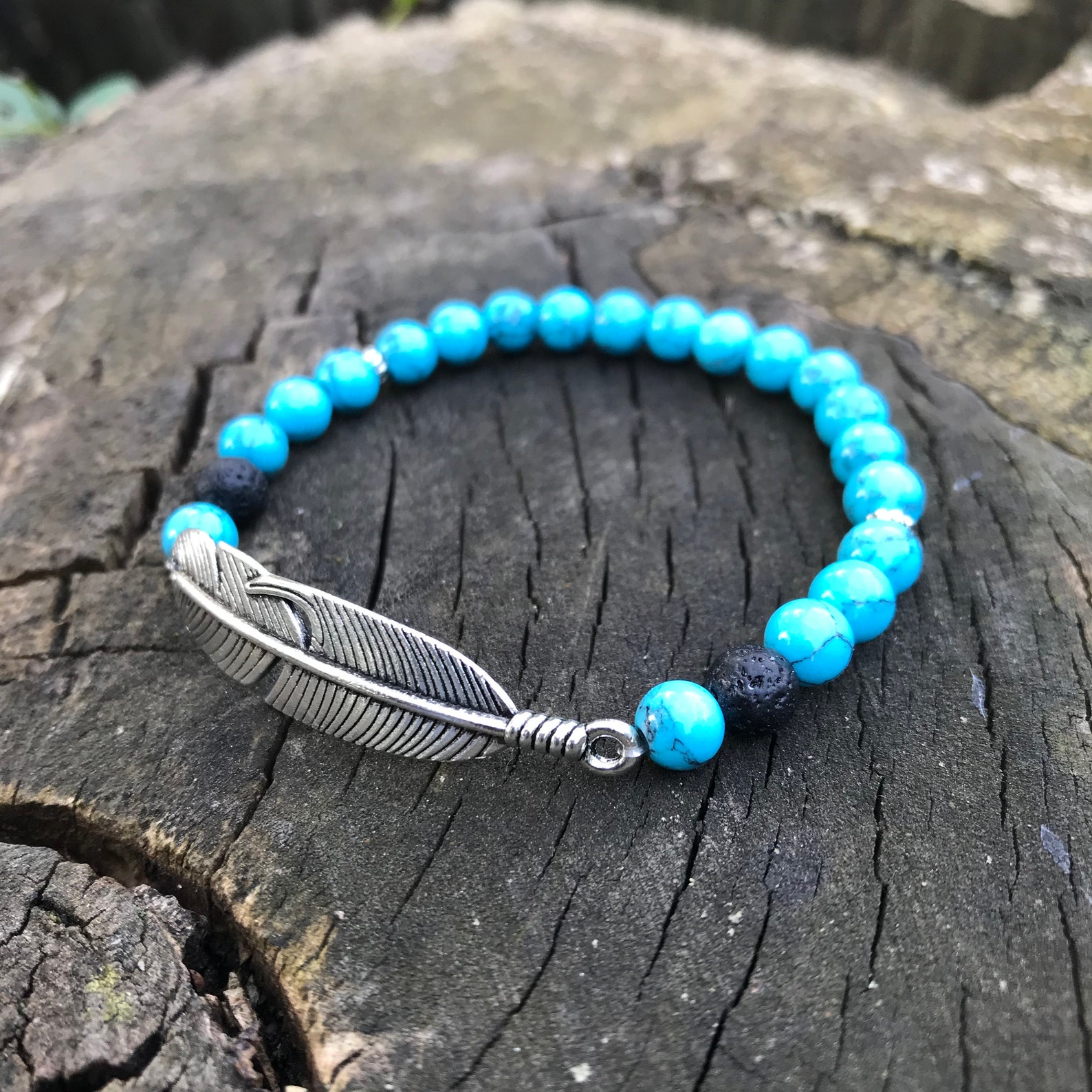 Feather Bracelet Turquoise couple bracelet Silver Feather | Etsy