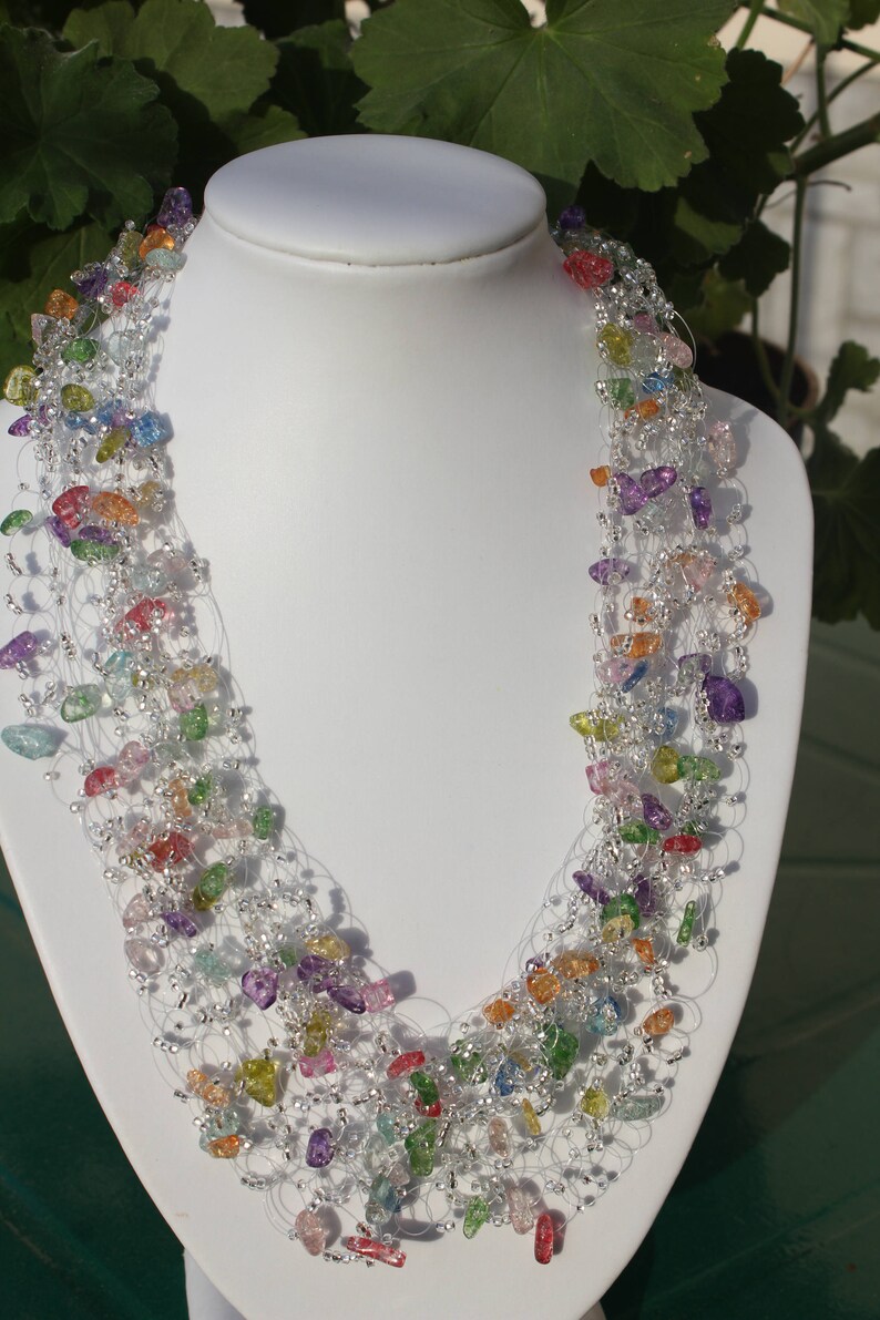 Rainbow Assorted Crystals Necklace for Women Bridal Bohemian - Etsy
