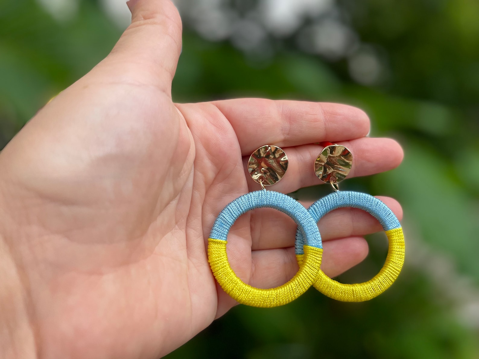 Blue and Yellow Ukraine Flag Earrings, Hoop Earrings, Ball Earrings ...