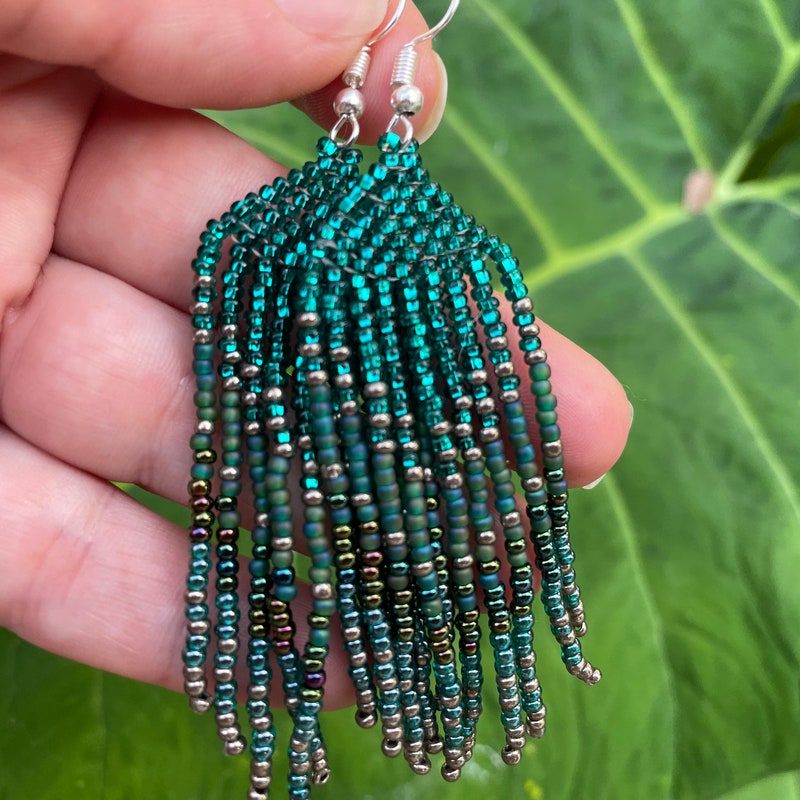 Beaded Dangle Earrings - Etsy