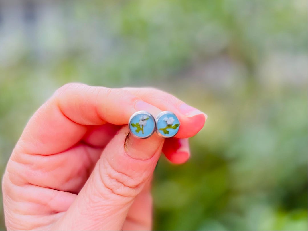 Tiny Real Pressed Flower Earrings, Handmade Micro Jewelry Minimalist ...