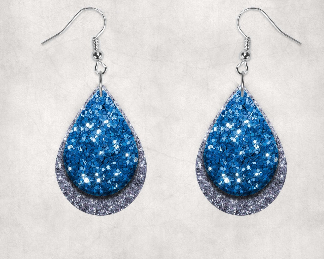 Detroit Faux Glitter Teardrop Layered Earrings Digital File - Etsy