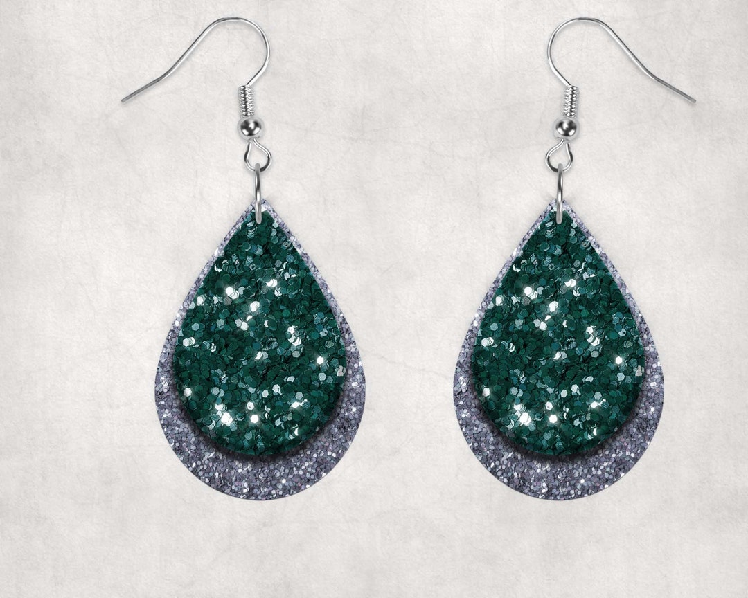 New York J Faux Glitter Teardrop Layered Earrings Digital File - Etsy