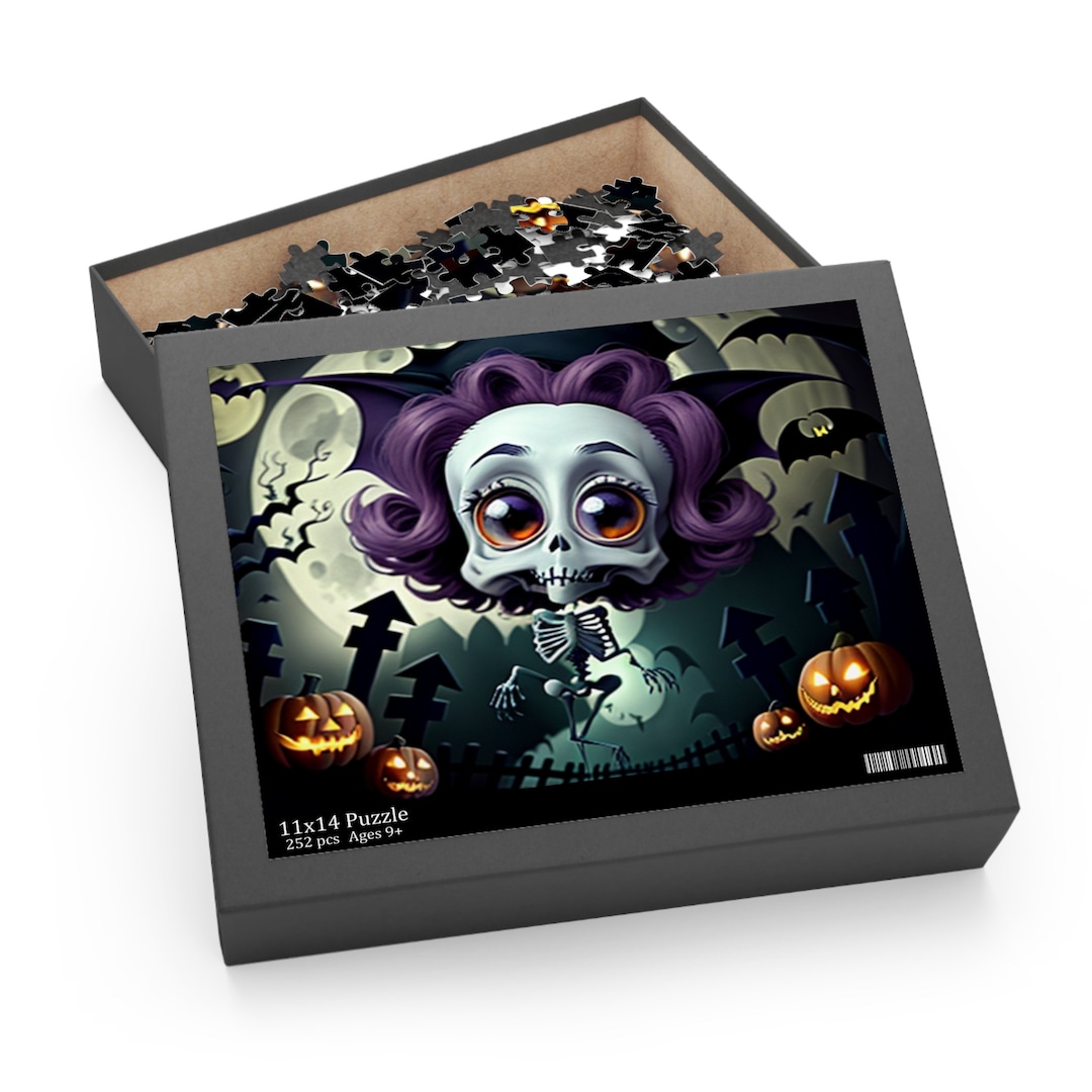 Tim Burton Inspired Cute Skeleton Halloween Puzzle - Etsy