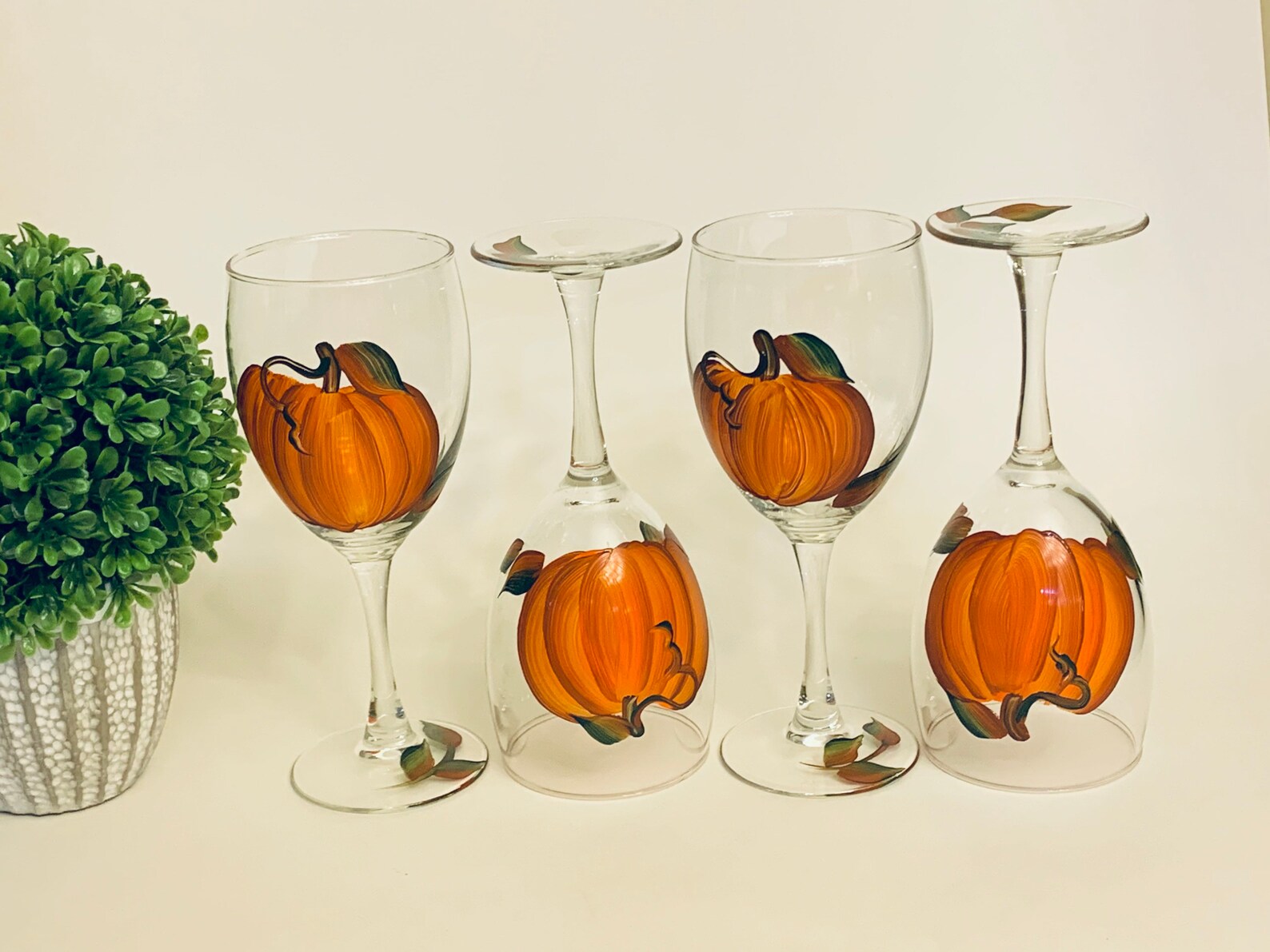 Hand painted pumpkin pitcher set fall glass pitcher orange | Etsy