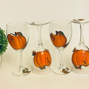 Hand Painted Pumpkin Pitcher Set, Fall Glass Pitcher, Orange Pumpkin ...