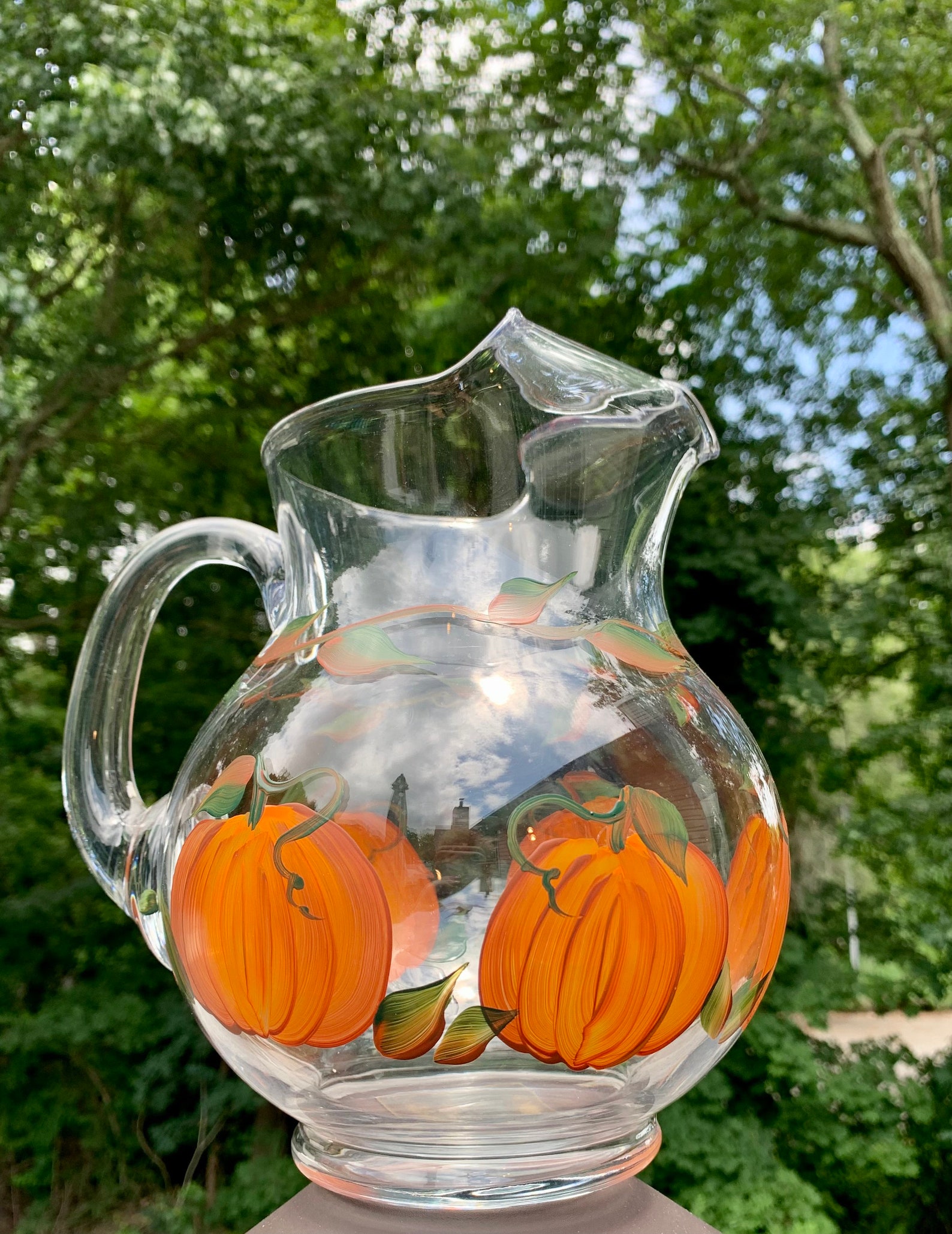Hand painted pumpkin pitcher set fall glass pitcher orange | Etsy
