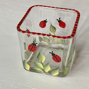 Ladybugs Candle Holder Painted Glass Ladybug Kitchen Decor - Etsy