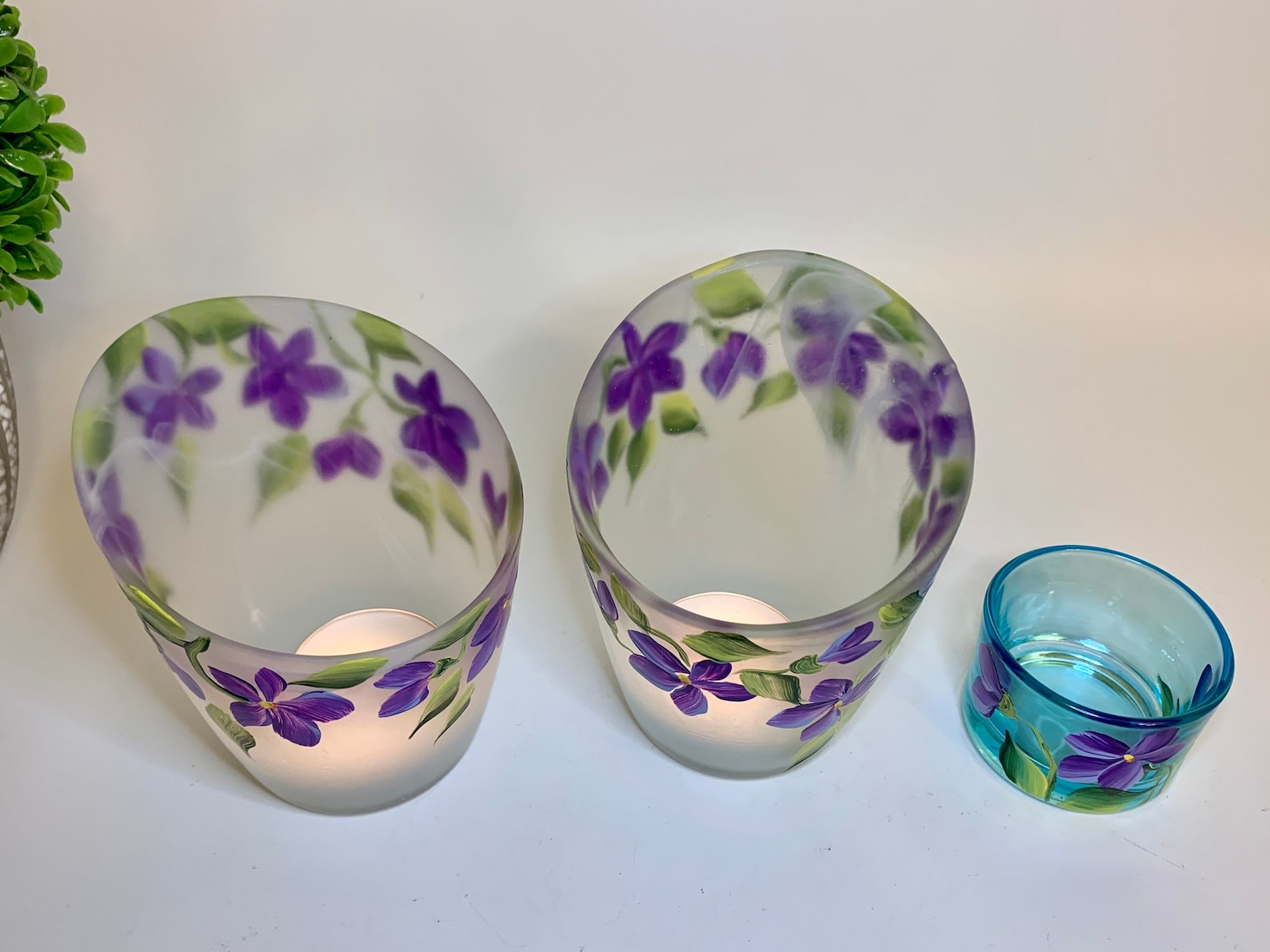 Violets Candle Holder Frosted Glass Dish Potpourri Holder - Etsy