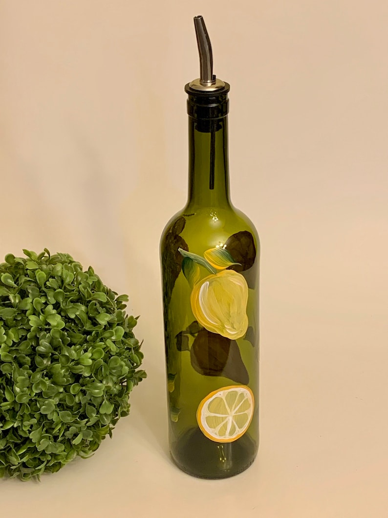 Painted Oil Bottle Lemons Bottle Olive Oil Dispenser Soap - Etsy