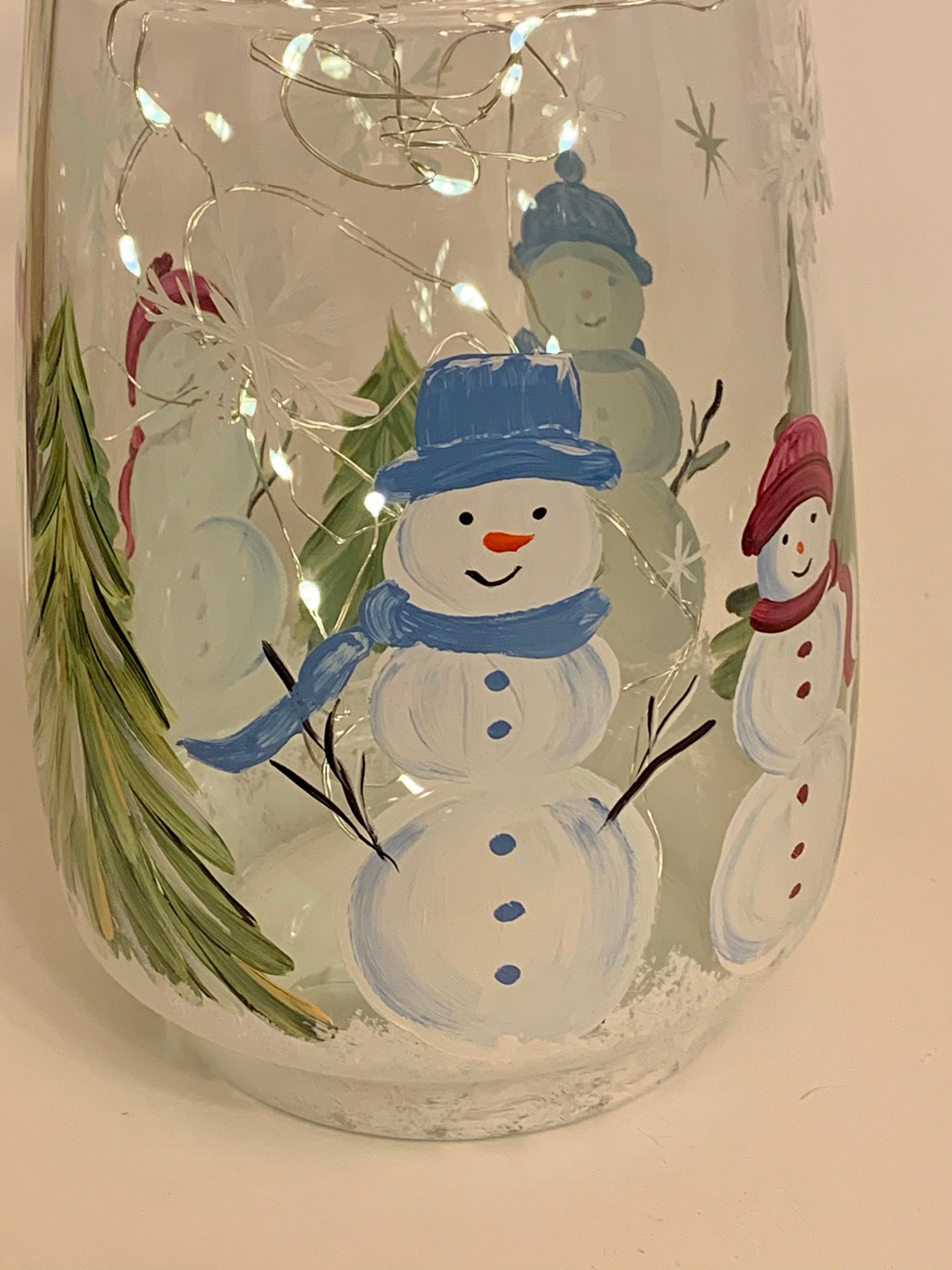 Painted glass pitcher winter snowman sangria pitcher - Etsy.de
