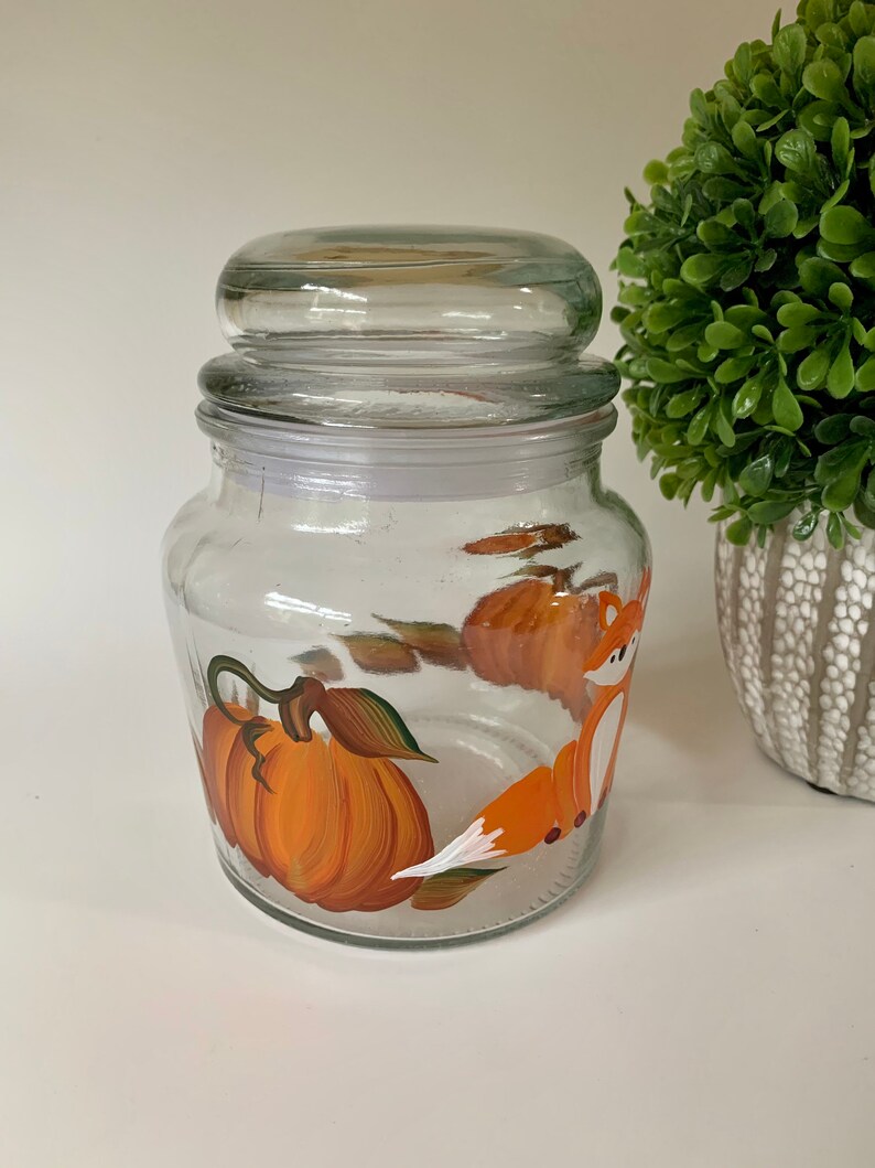 Painted Cookie Candy Jar Cute Fox Jar Pumpkin Candy Jar - Etsy