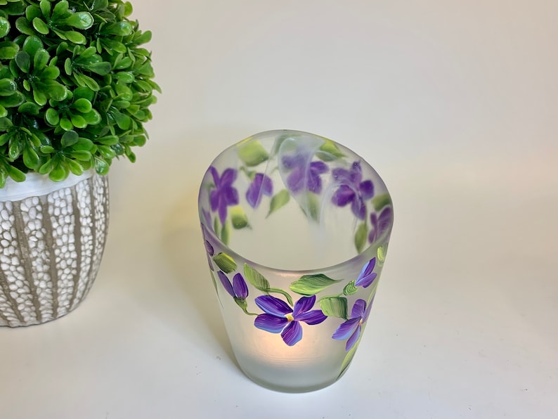 Violets Candle Holder Frosted Glass Dish Potpourri Holder - Etsy