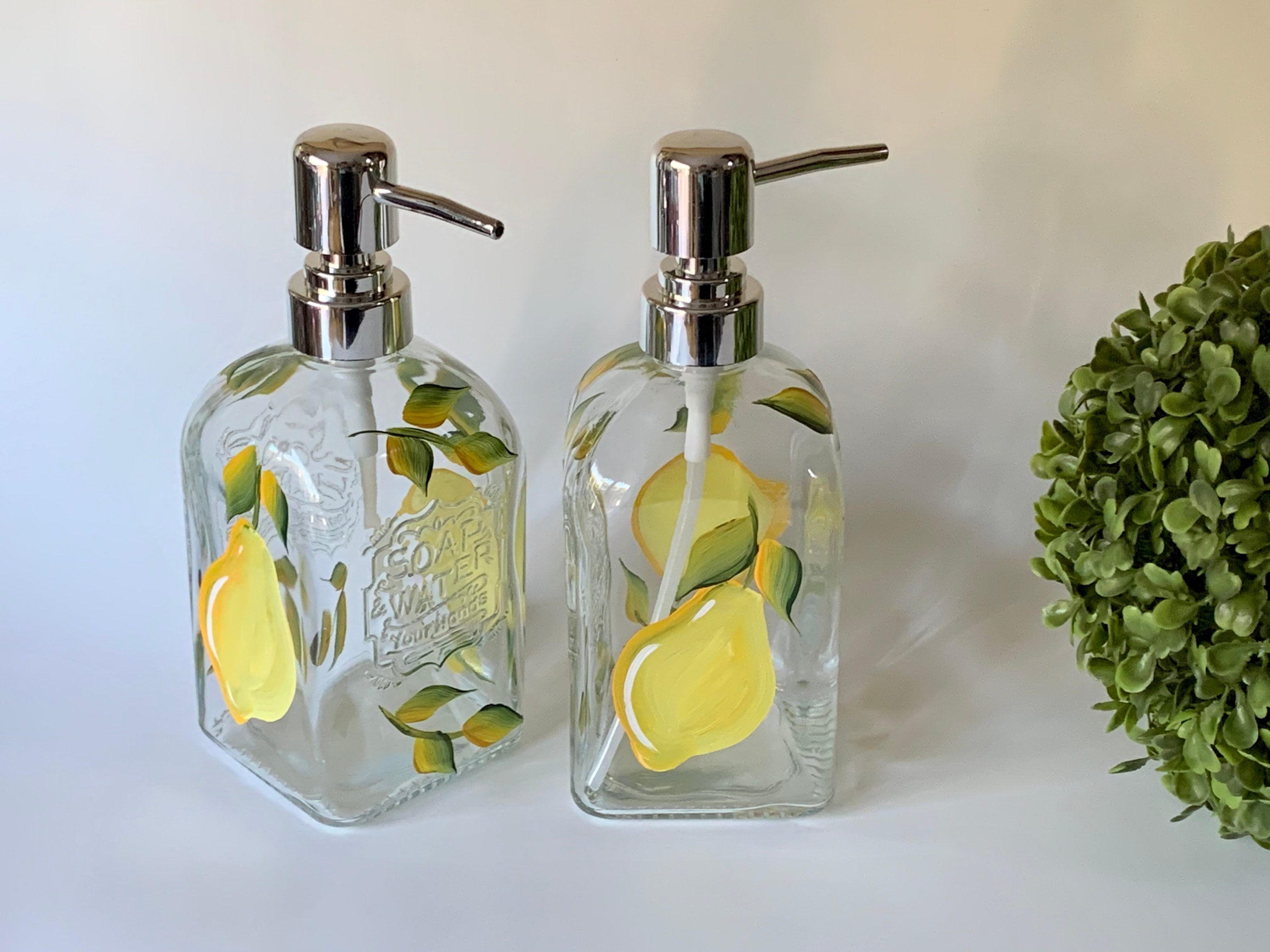 Soap dispenser painted lemons dish soap dispenser soap | Etsy