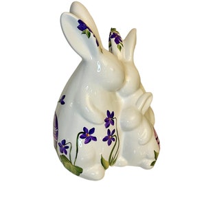 Ceramic Easter Bunny, Family Hand Painted With Easter Eggs, Tulips and ...