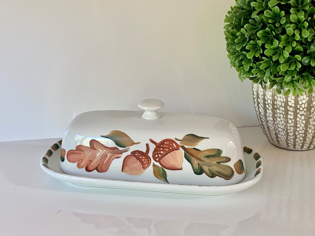 Butter Dish Painted Acorn Butter Keeper Ceramic Covered - Etsy