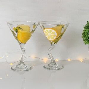 One Painted Martini Glass, Lemons Cocktail Glass, Limoncello Martini ...