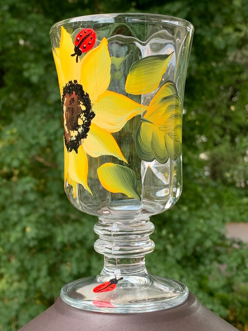 Painted Irish Coffee Mugs With Sunflowers and Ladybugs Always | Etsy