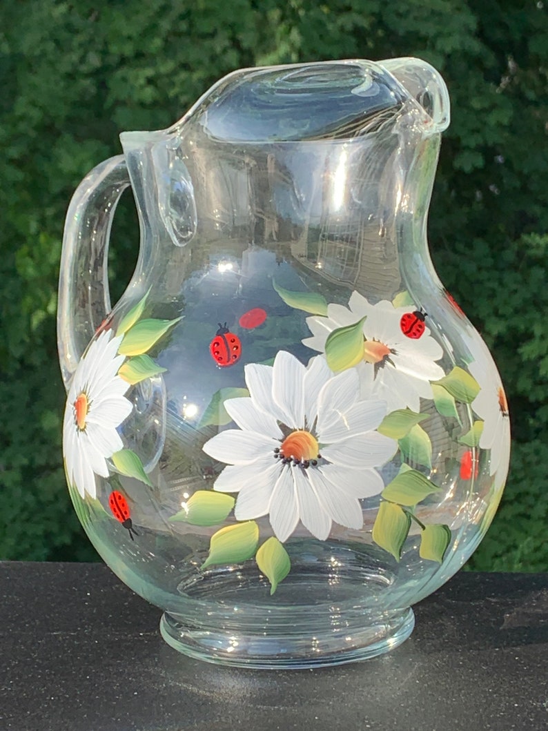 Large Water Pitcher Painted Wine Glasses Stemless Wine | Etsy