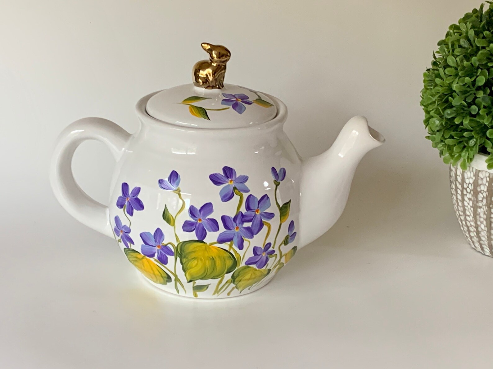 Painted Violets Ceramic Teapot, Violets Lover Gift, Teapot Vase, Teapot ...