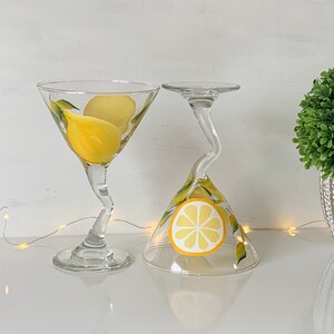 One Painted Martini Glass, Lemons Cocktail Glass, Limoncello Martini ...
