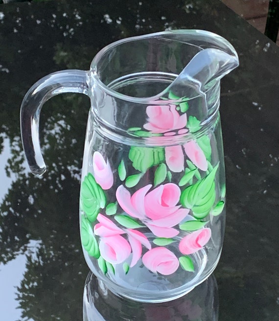 Painted Pitcher Large Glass Pitcher Sangria Pitcher | Etsy
