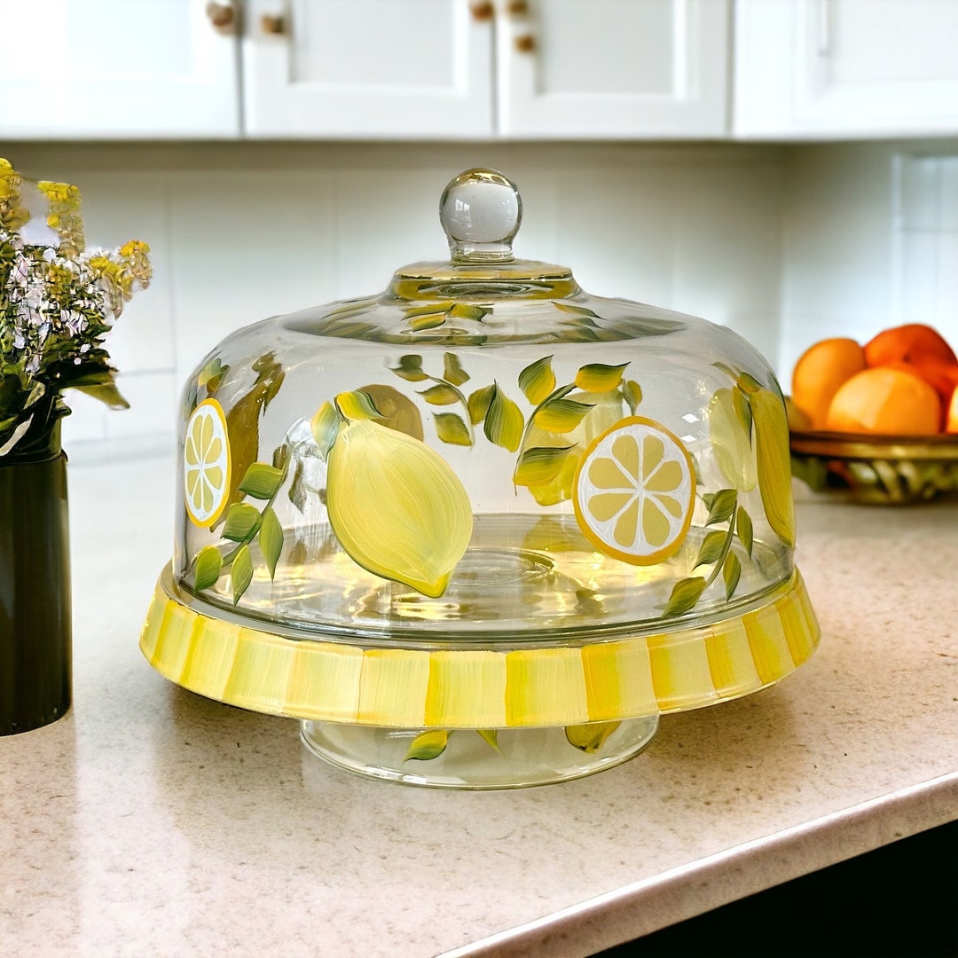 Cake Stand Dome Set Lemons, Cupcake Stand, Painted Lemons, Lemons Punch ...