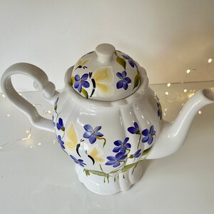 Painted Violets Ceramic Teapot Wedding Gift, Violets Butterfly Lover ...