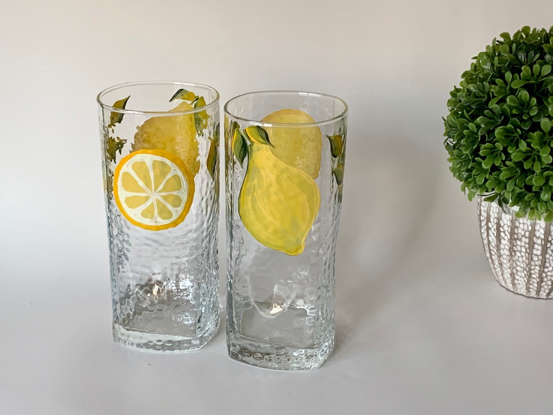 Painted Juice Glasses, Lemons Lemon Slices, Sister in Law Gift ...