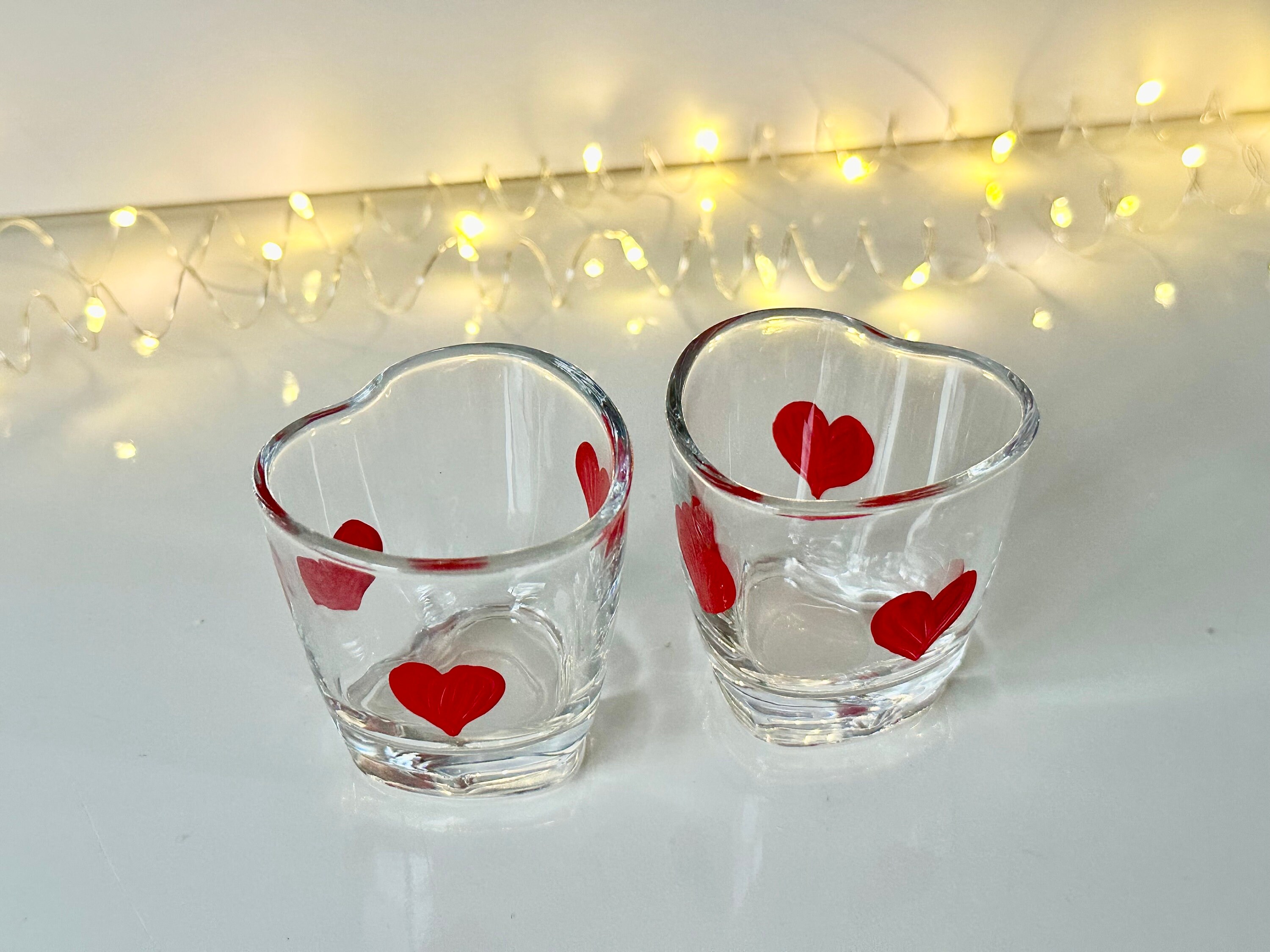 Valentine Shot Glasses Painted Red Hearts, Wedding Party Birthday ...