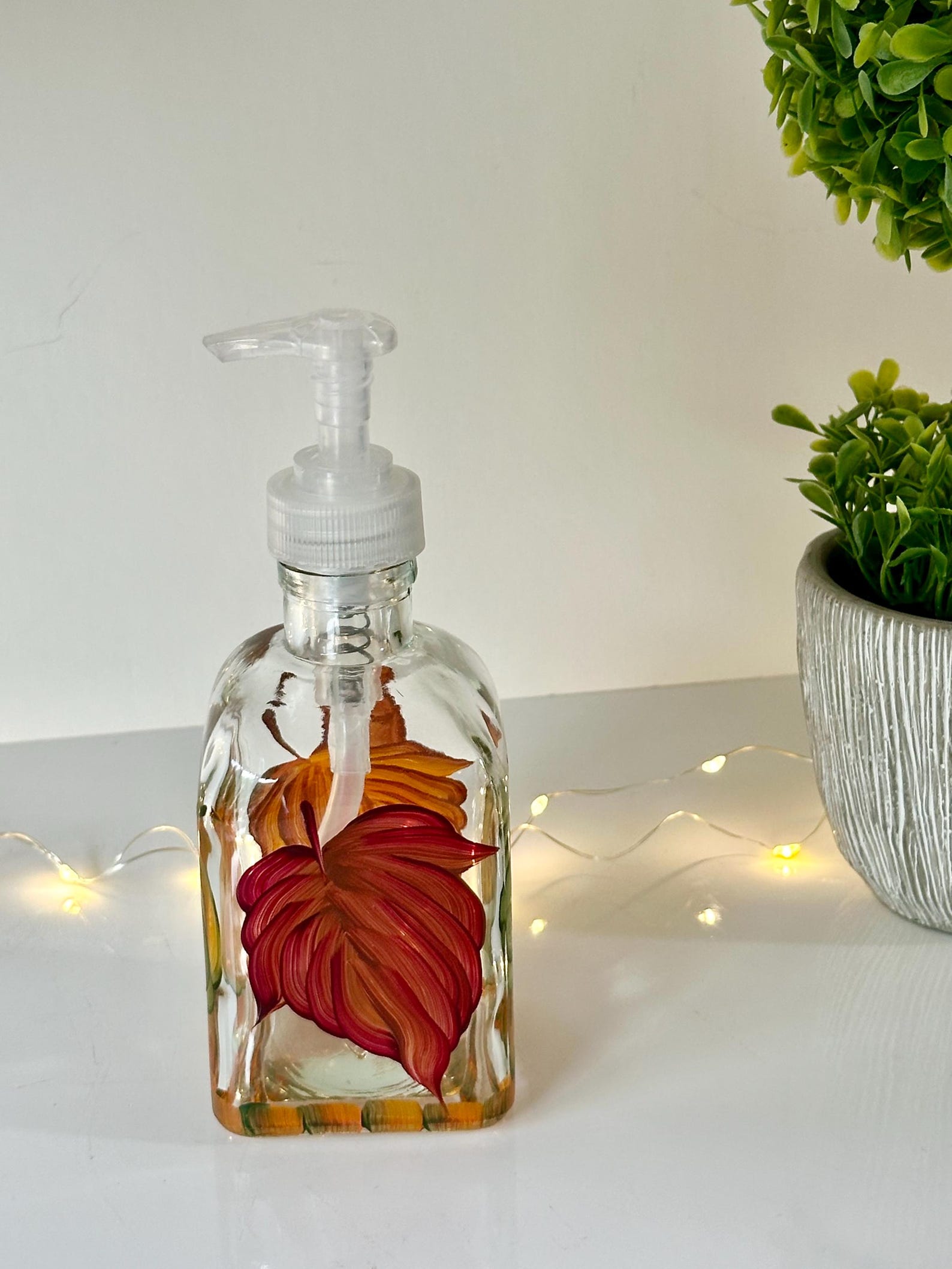 Pumpkins Liquid Soap Dispenser, Painted Glass Dish Soap Dispenser ...