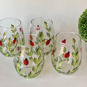 Ladybugs Pitcher Set Large Water Pitcher, Painted Wine Glasses ...