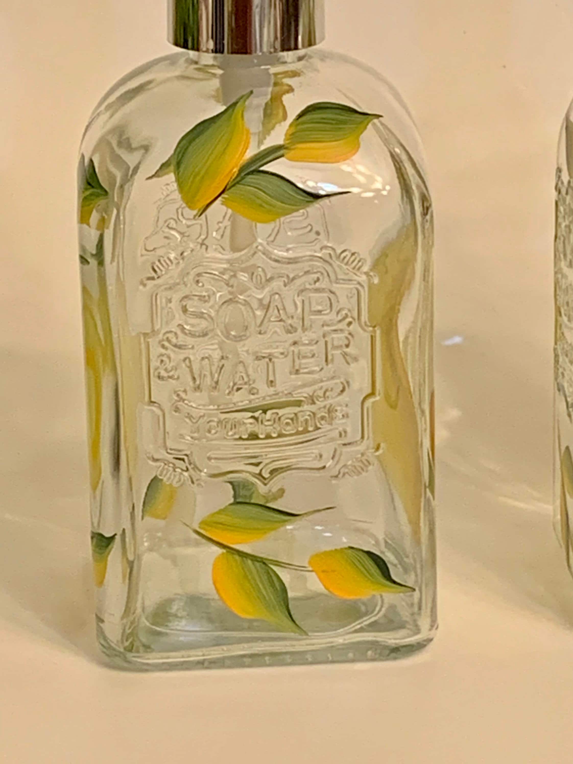 Soap dispenser painted lemons dish soap dispenser soap | Etsy