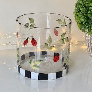 Painted Glass Vase Cute Ladybugs, 30th Birthday Gift for Women, Black ...