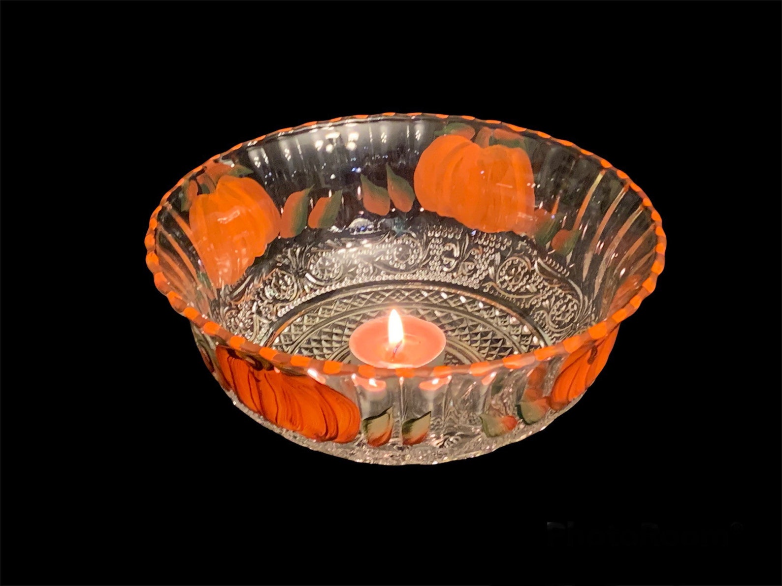 Painted Glass Pumpkin Bowl Autumn Decor Fall Salad Bowl - Etsy