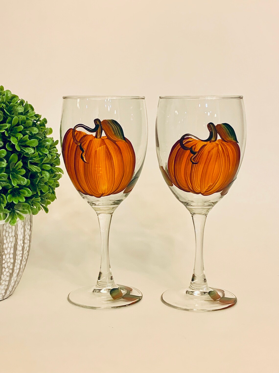 Hand painted pumpkin pitcher set fall glass pitcher orange | Etsy