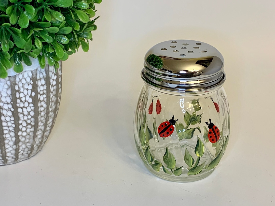 Cute Cheese Shaker, Ladybugs Cheese Shaker, Small Glass Cheese Shaker ...