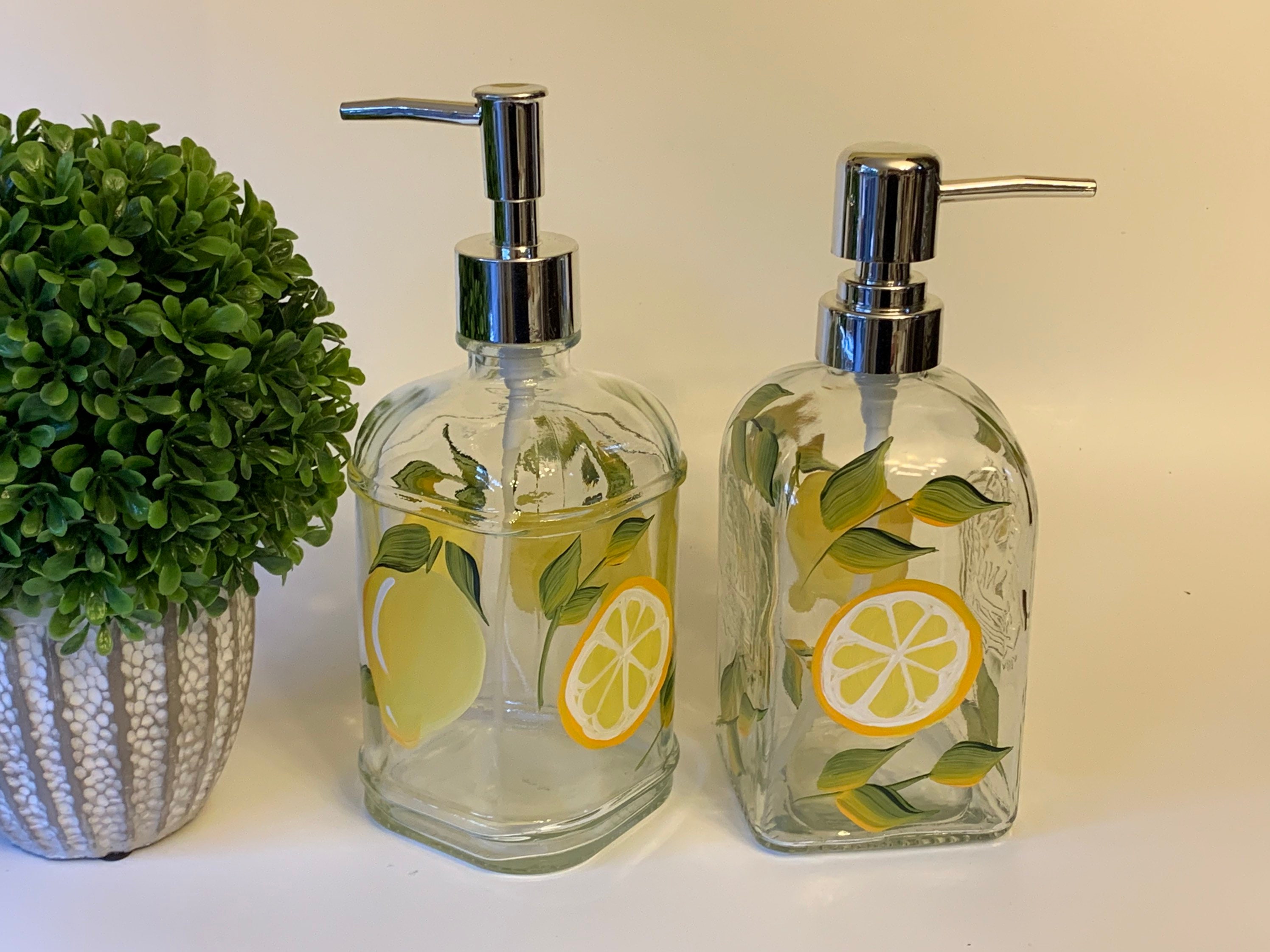 Soap dispenser painted lemons dish soap dispenser soap | Etsy