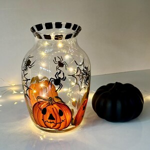 Painted Halloween Vase Spiders Autumn Table Decor, Halloween Gift ...