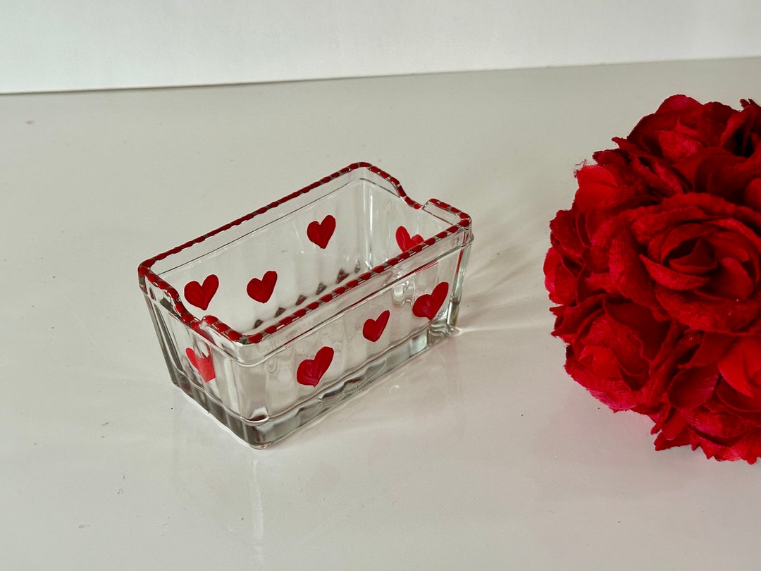 Sweet'n Low Valentine Sugar Packets Container, Painted Red Heart Ring ...